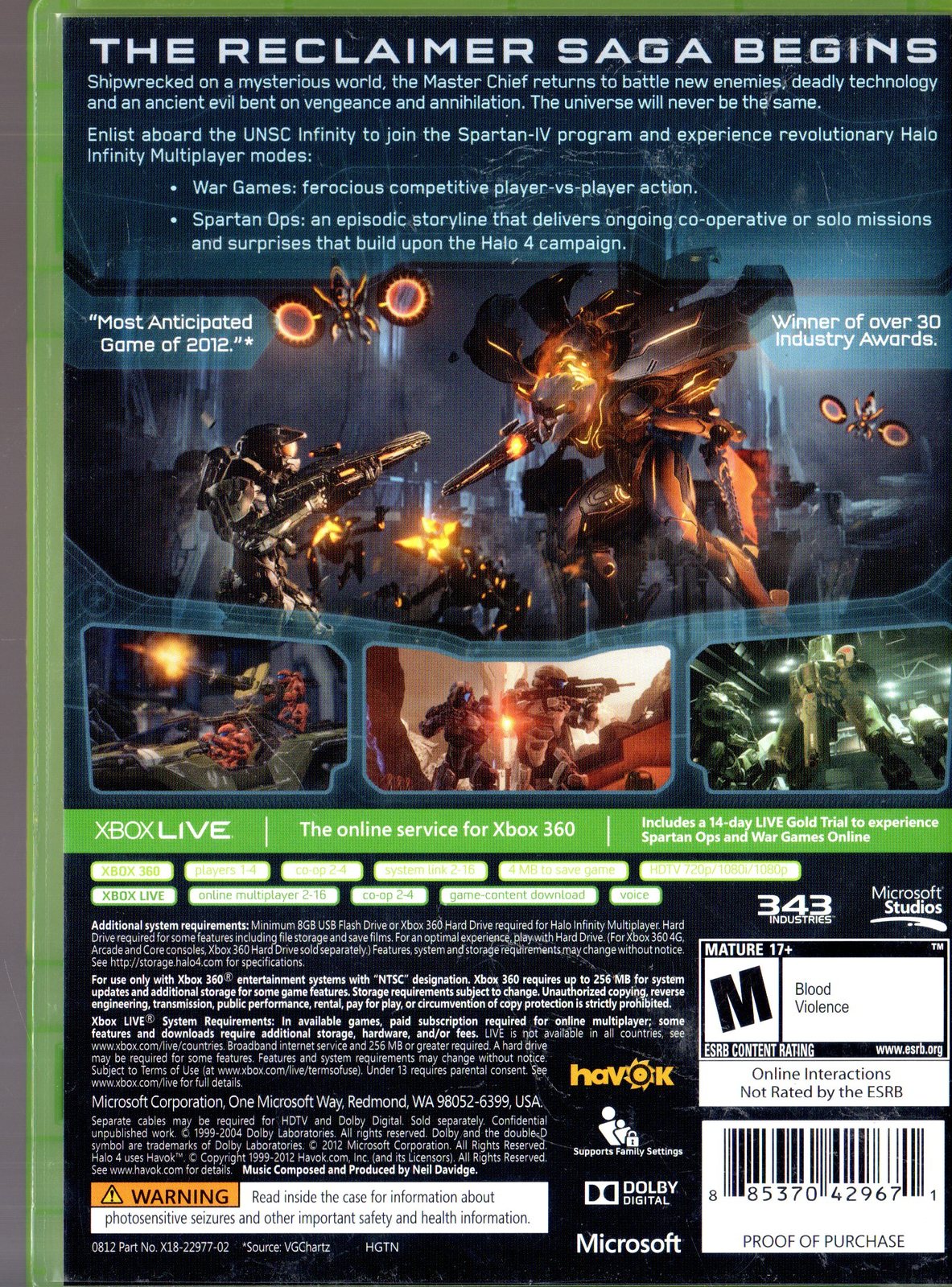 XBOX 360 Halo 4 (2 Disks set) - Video Games