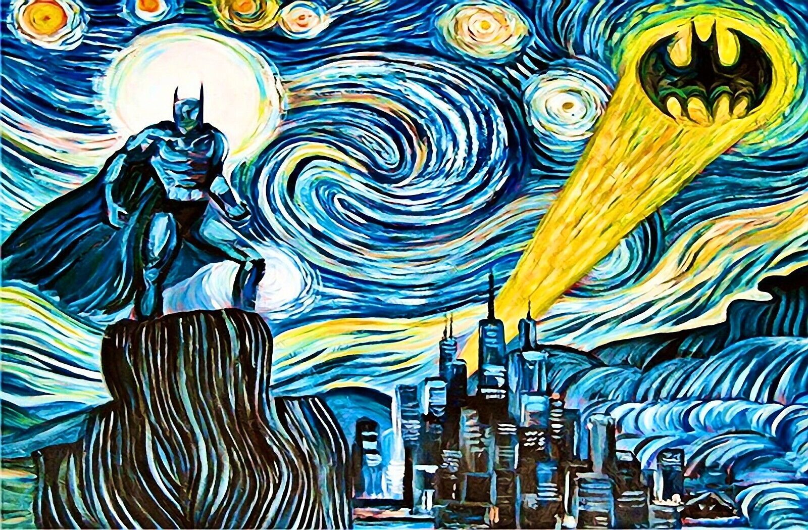Batman Starry Night Poster | Framed Art | Van Gogh Parody | DC | NEW ...