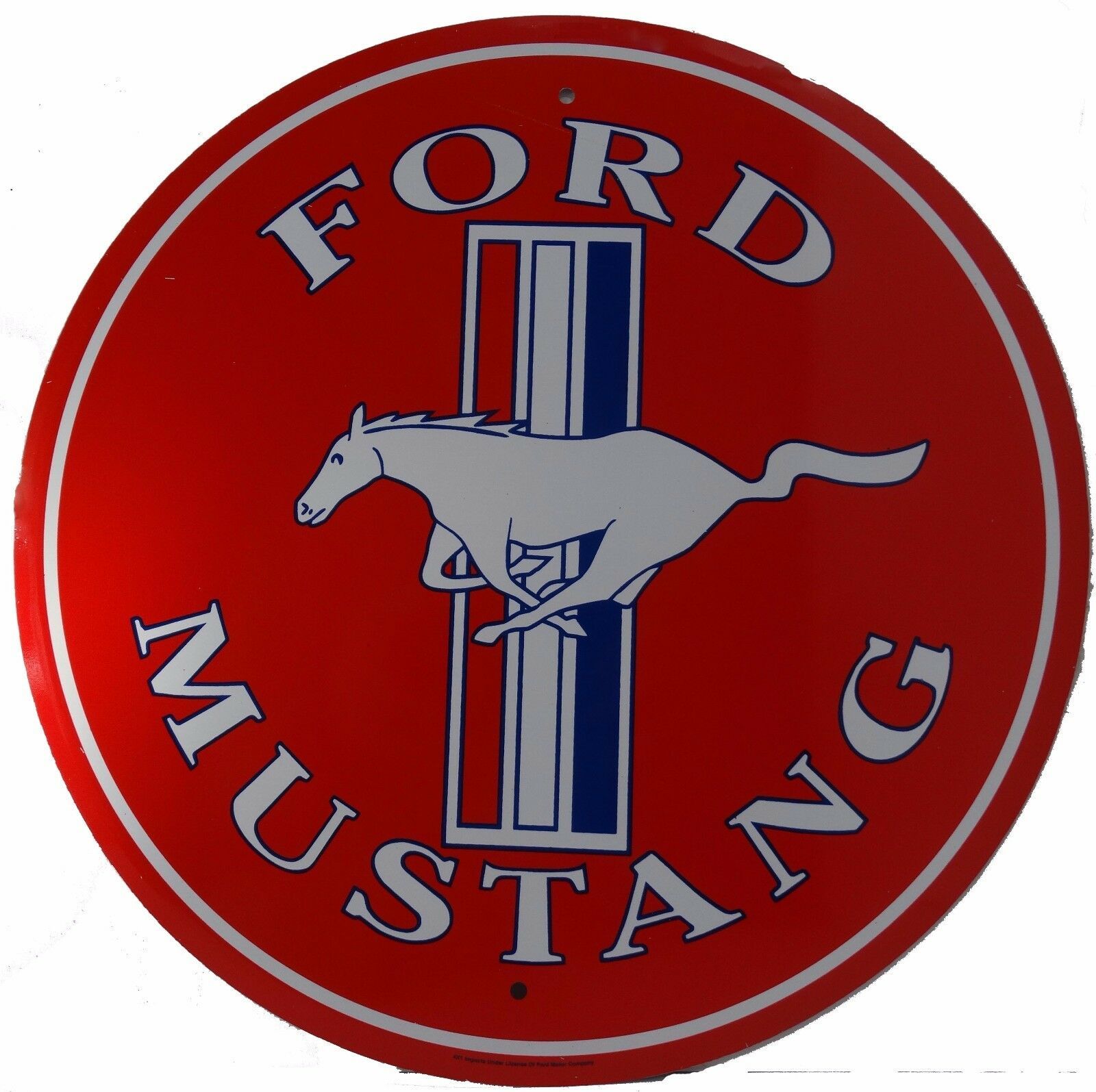 Ford Mustang Logo Red Round 12" Metal Sign - Ford