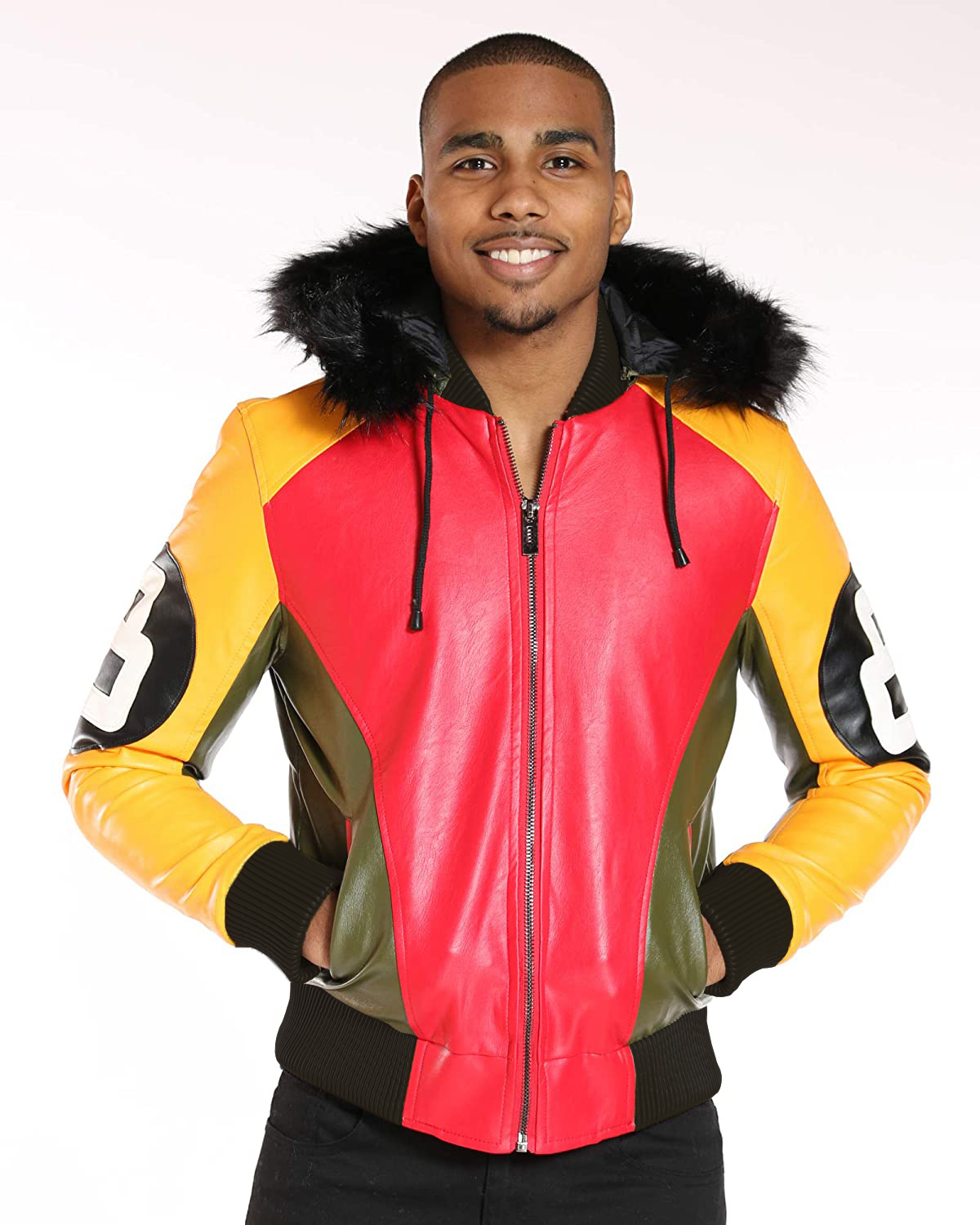MENS 8 BALL POOL BOMBER HOODIE LEATHER JACKET - Coats & Jackets
