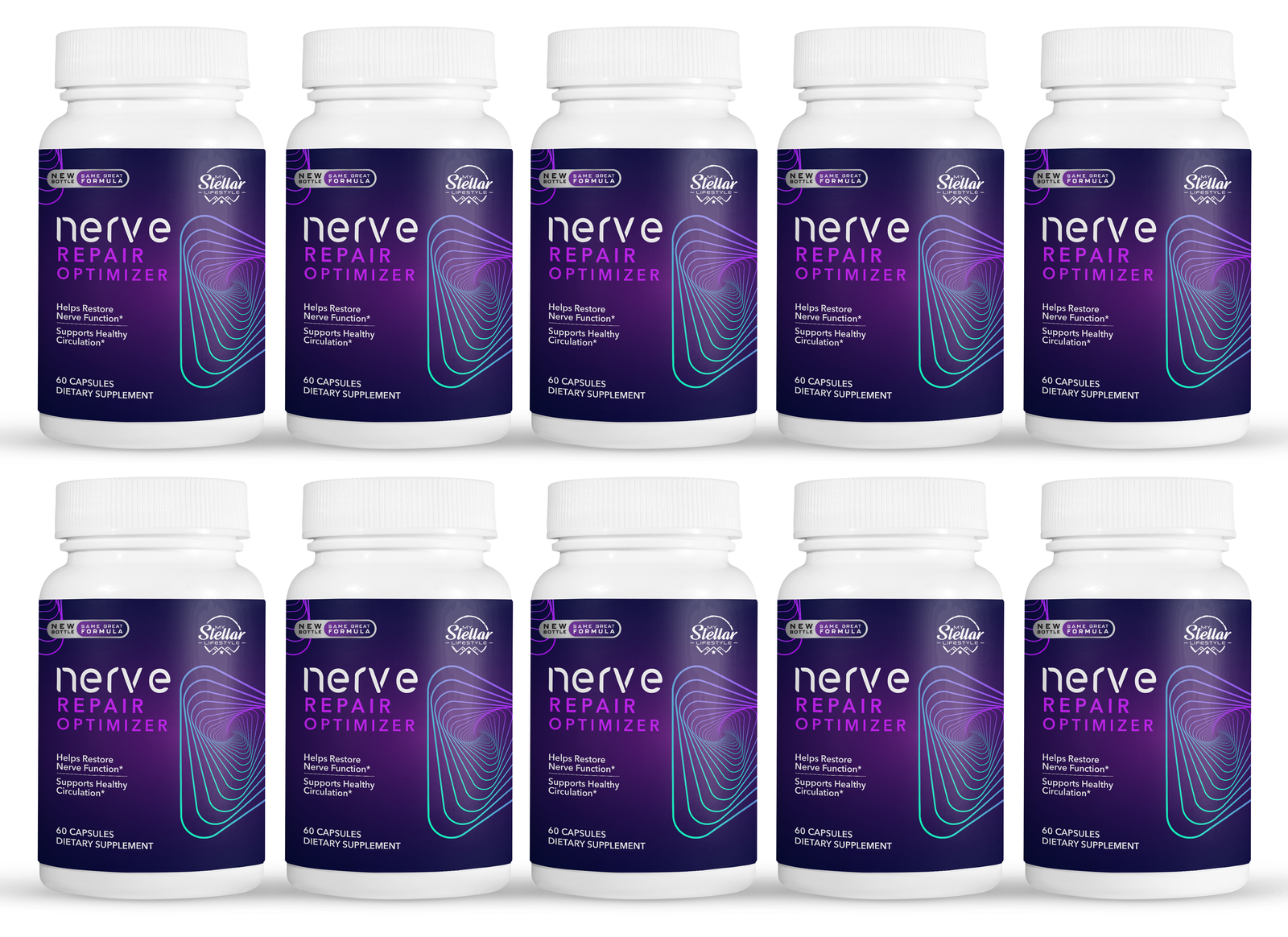 10 Pack Nerve Repair Optimizer, mejora el sistema nervioso-60 Cápsulas ...