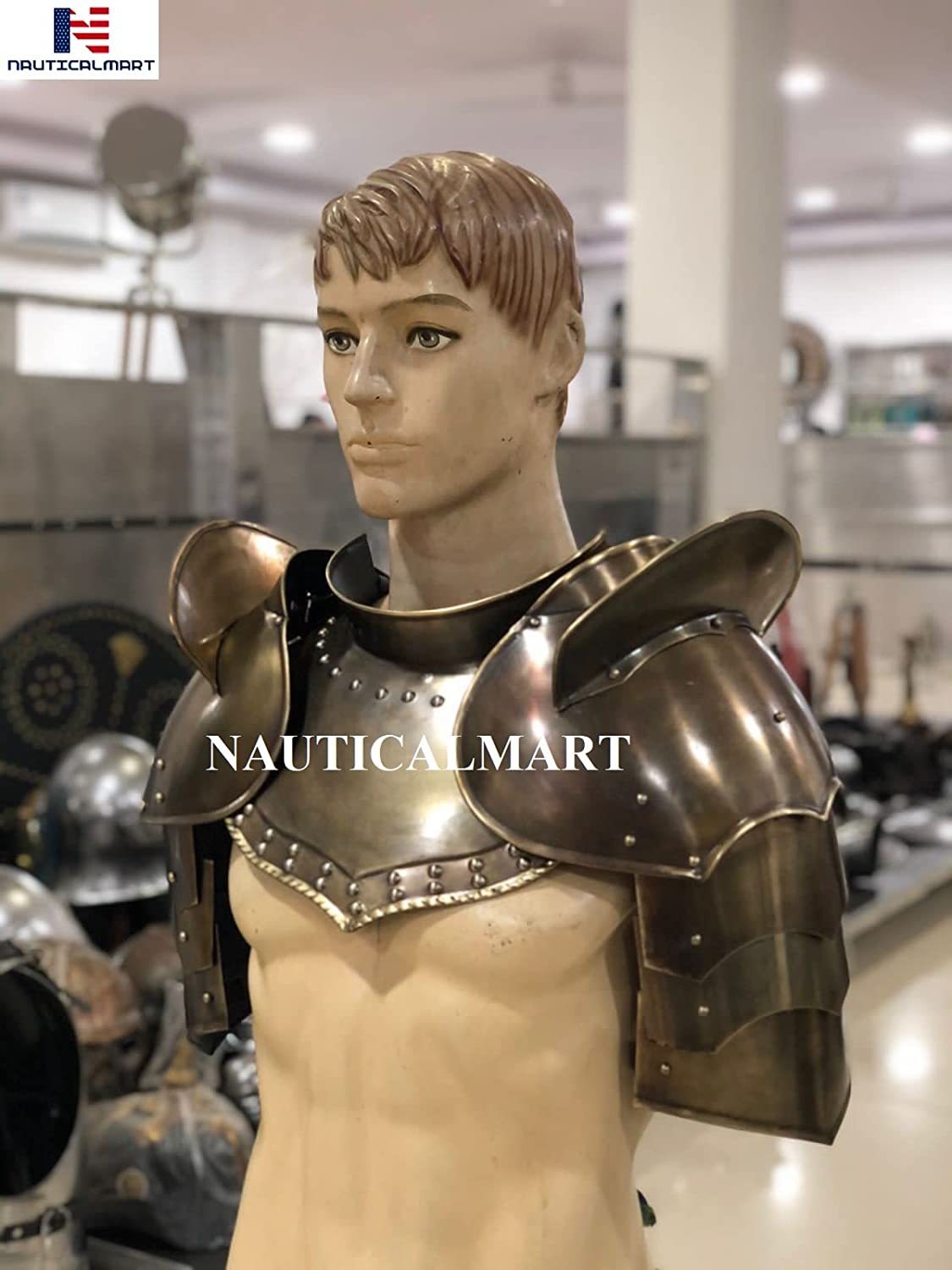 NauticalMart Medieval LARP Armor Gorget Set with Pauldrons Shoulder ...