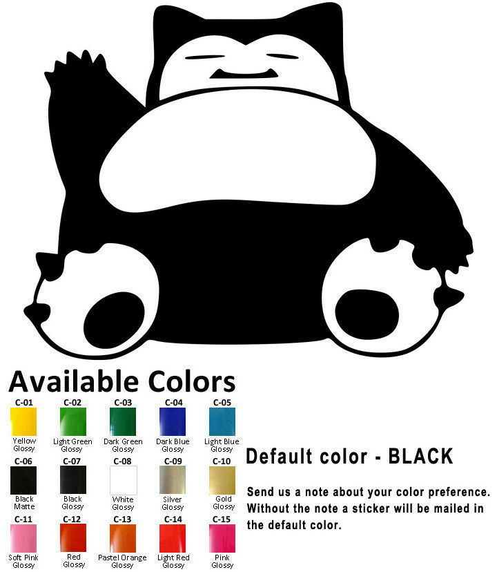 Snorlax Sticker Car Window Wall Bumper Laptop iPad iPhone Pokemon Go ...