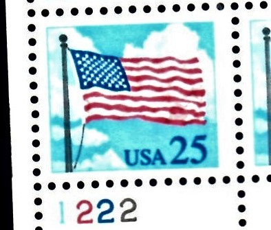 U S Stamp 25 Cent American Flag Plate Block - Plate Blocks/Multiples