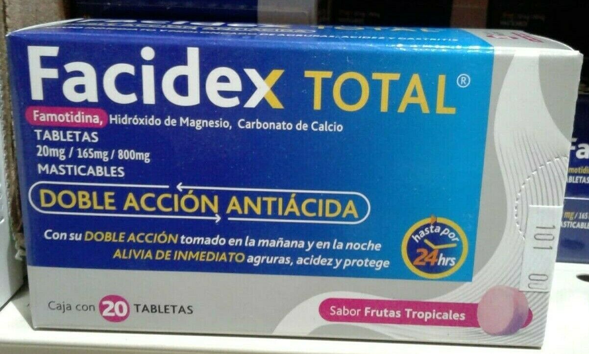 Facidex~Antacid Chewable Tablets~Box of 20 Tablets~Proven Effective ...