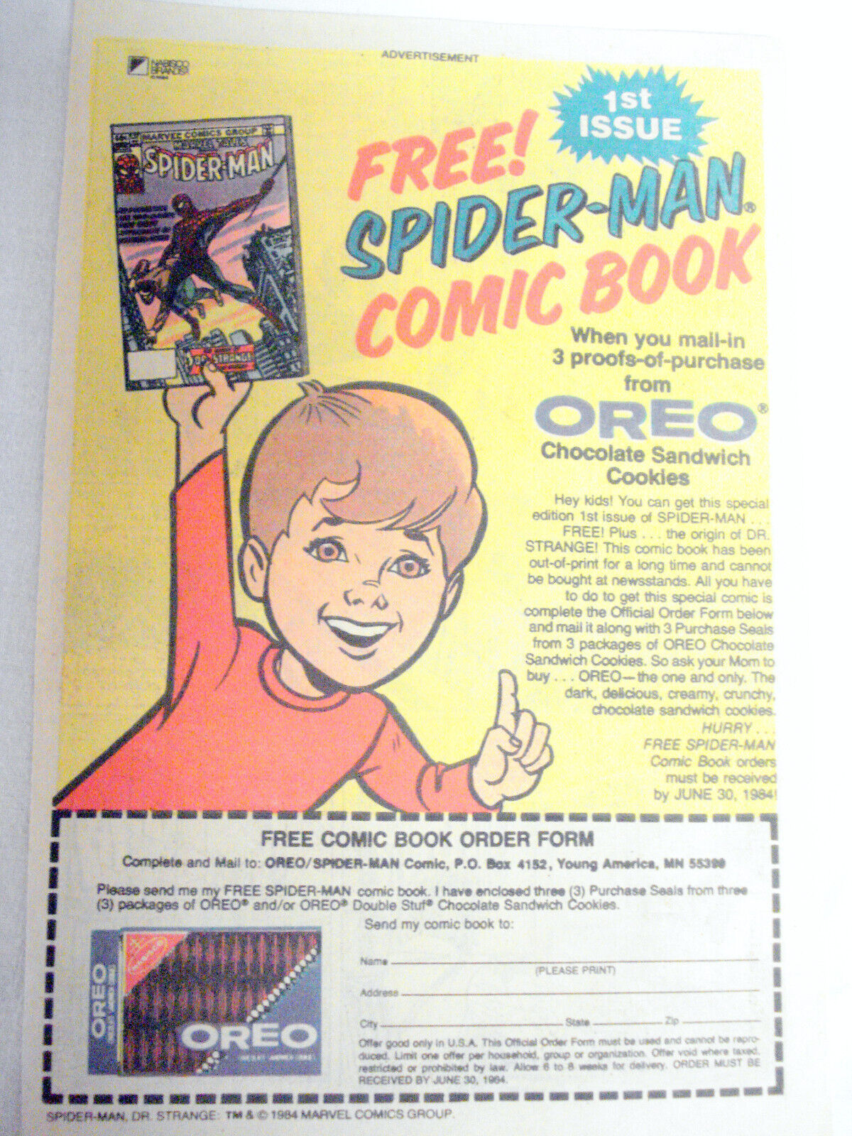 1984 Color Ad Nabisco Oreos Spider-Man Comic Book Promo - Cookies ...