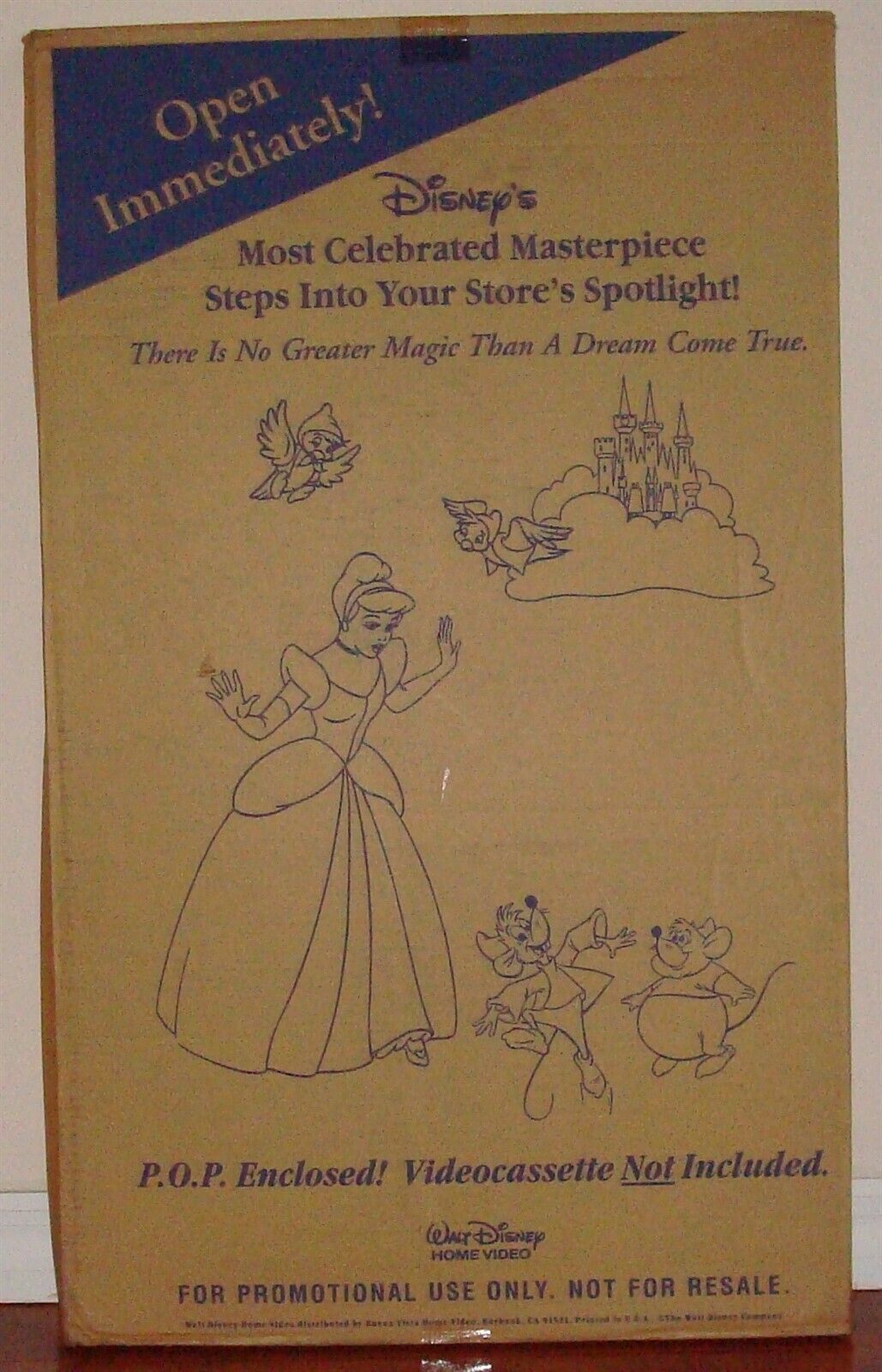 CINDERELLA DISNEY PROMOTIONAL STANDEE HTF RARE - Standees