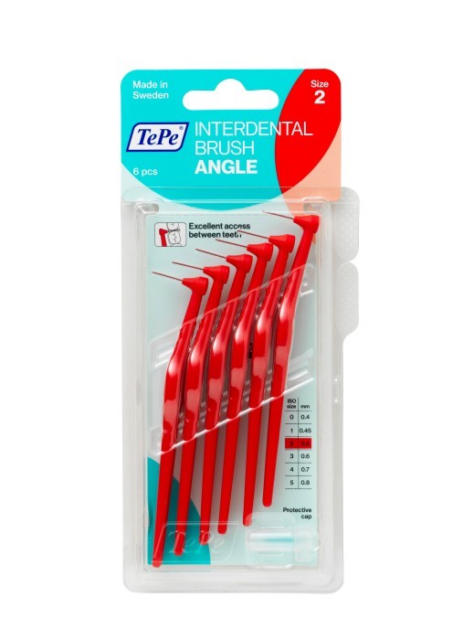 TePe Angle Angled Intermediate Brush Red 0.5 mm 6 pcs - Dental Floss ...
