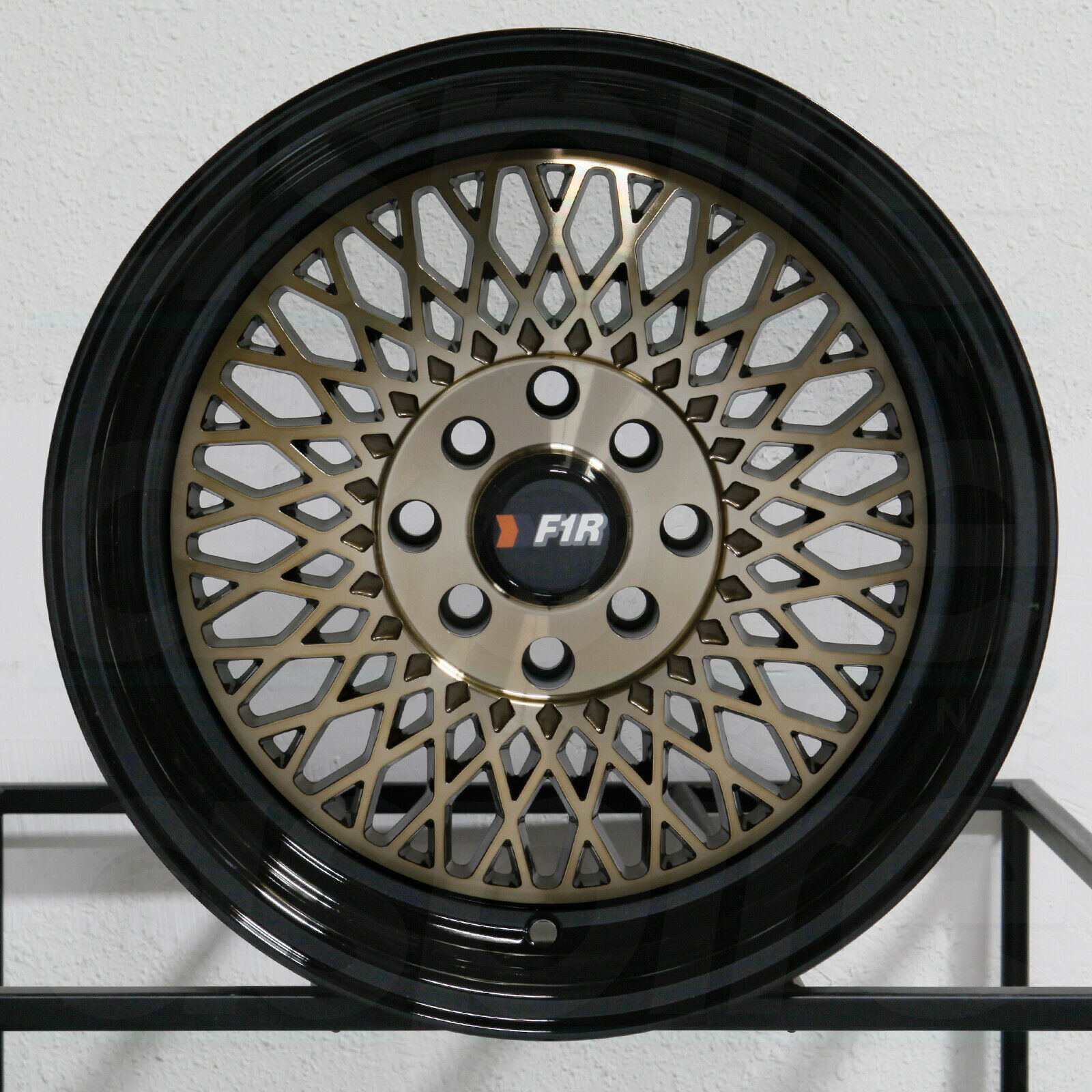 16x8 F1R F01 4x100/4x114.3 25 Machine Bronze Black Lip Wheels Rims Set ...