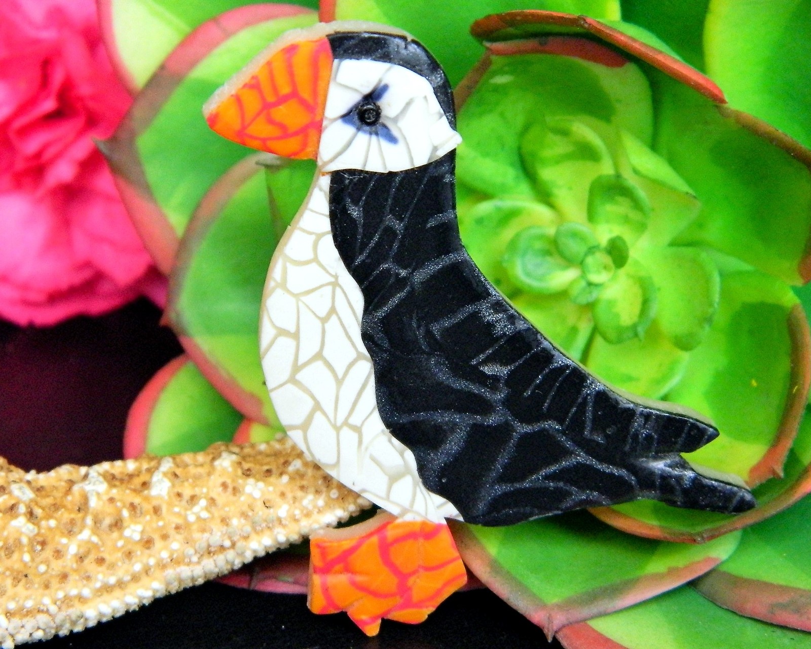Puffin Bird Brooch Pin Polymer Clay Alaskan Artist Jacqui Ertischek ...