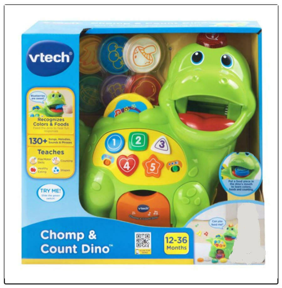 VTech Chomp and Count Dino Talking Green Dinosaur Toy - Developmental ...