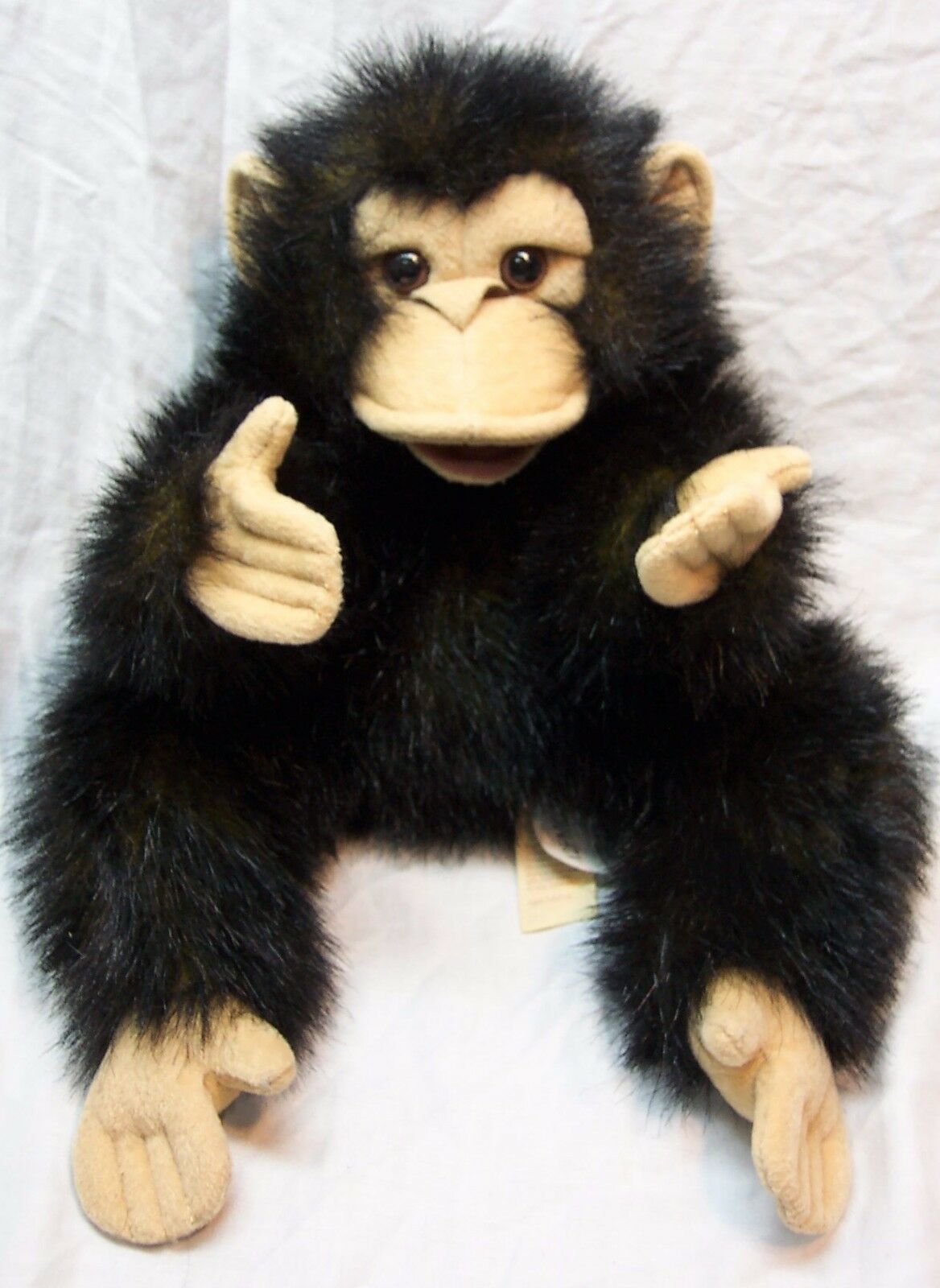Folkmanis FUZZY BABY MONKEY CHIMP HAND PUPPET 14" Plush STUFFED ANIMAL ...