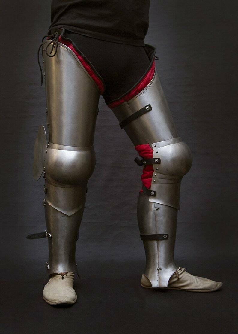 18Ga Steel Sca Larp Medieval German Full Leg Armor With Greaves & Knee ...
