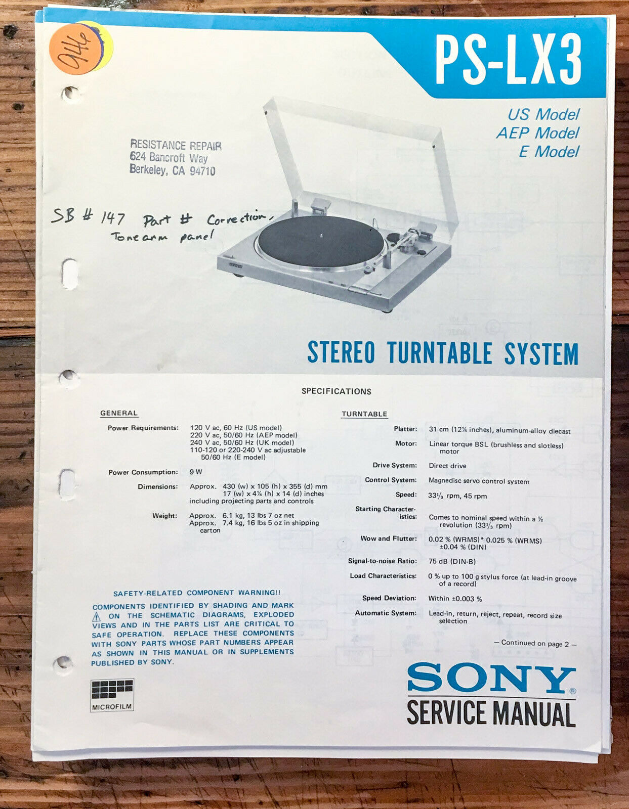 Used Sony PS-LX3 Turntables for Sale | HifiShark.com