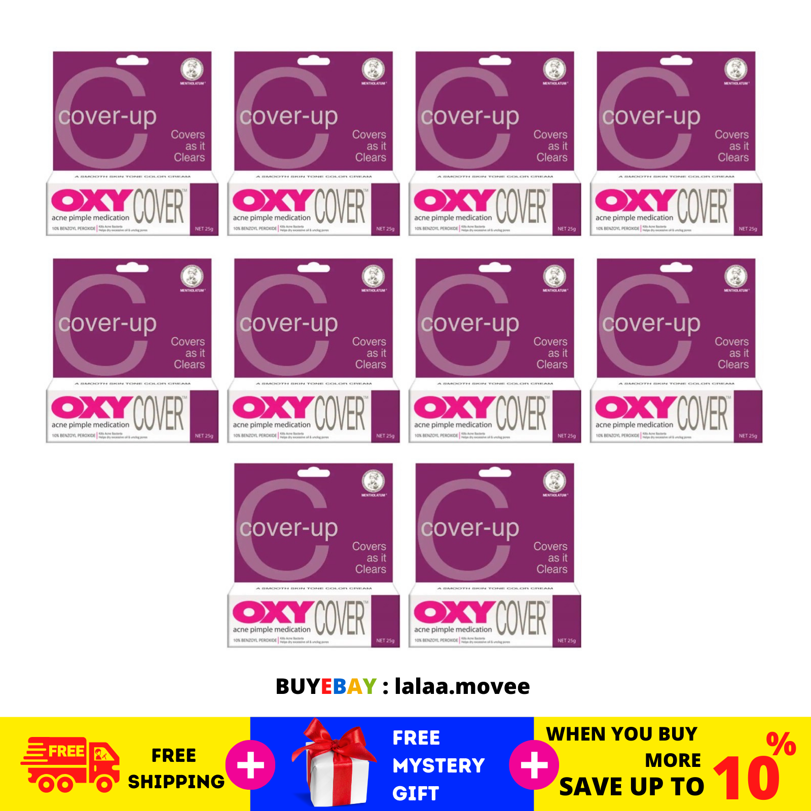 10 x OXY Cover Up 10% Benzoyl Peroxide Acne Pimple Medication Cream 25g ...