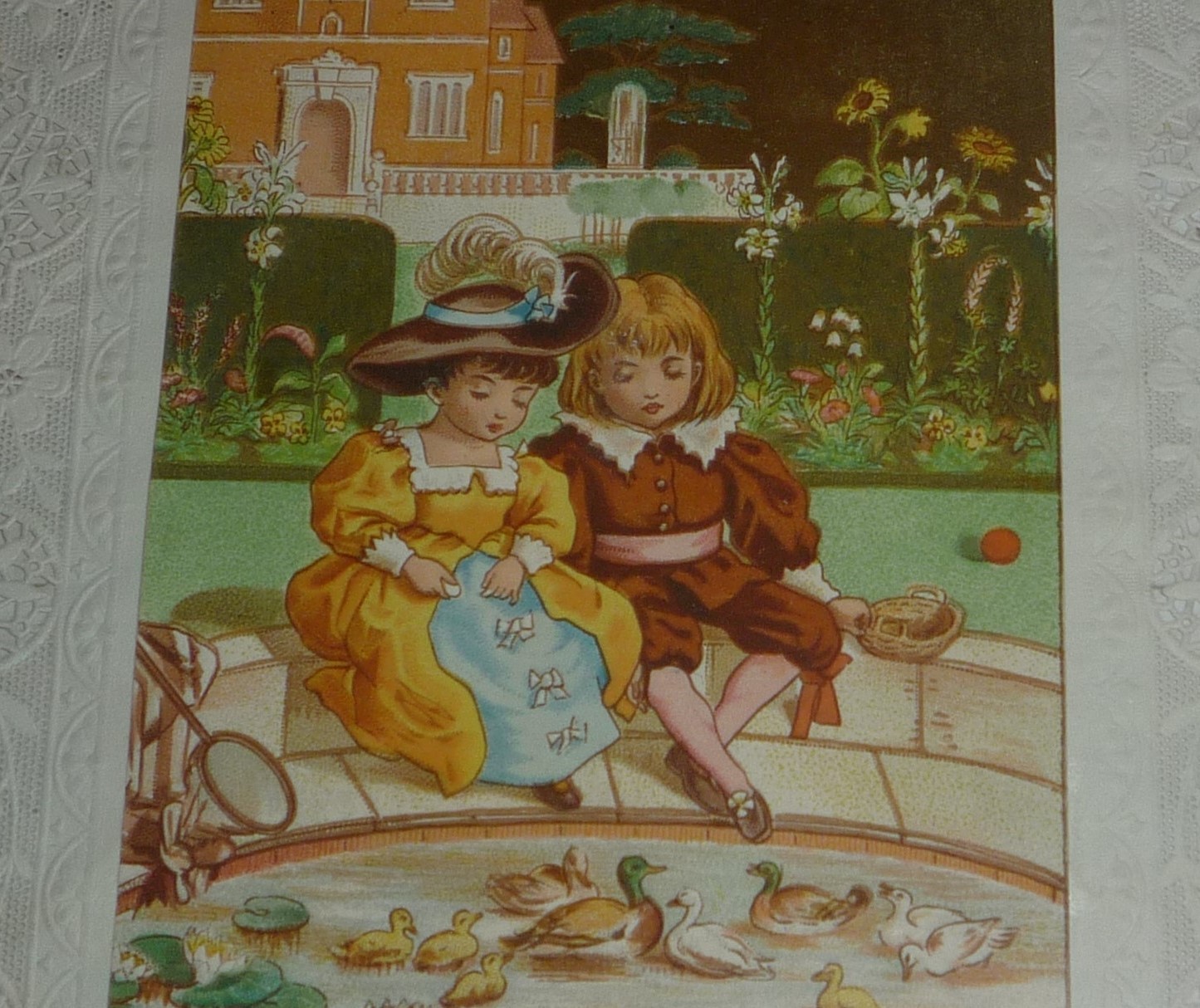 1870's Antique Victorian Kate Greenaway Valentine Card W/Children ...
