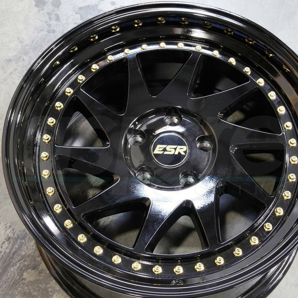 18x9.5 ESR SR09 SR9 5x120 Custom 35 Gloss Black Wheels Rims Set(4 ...
