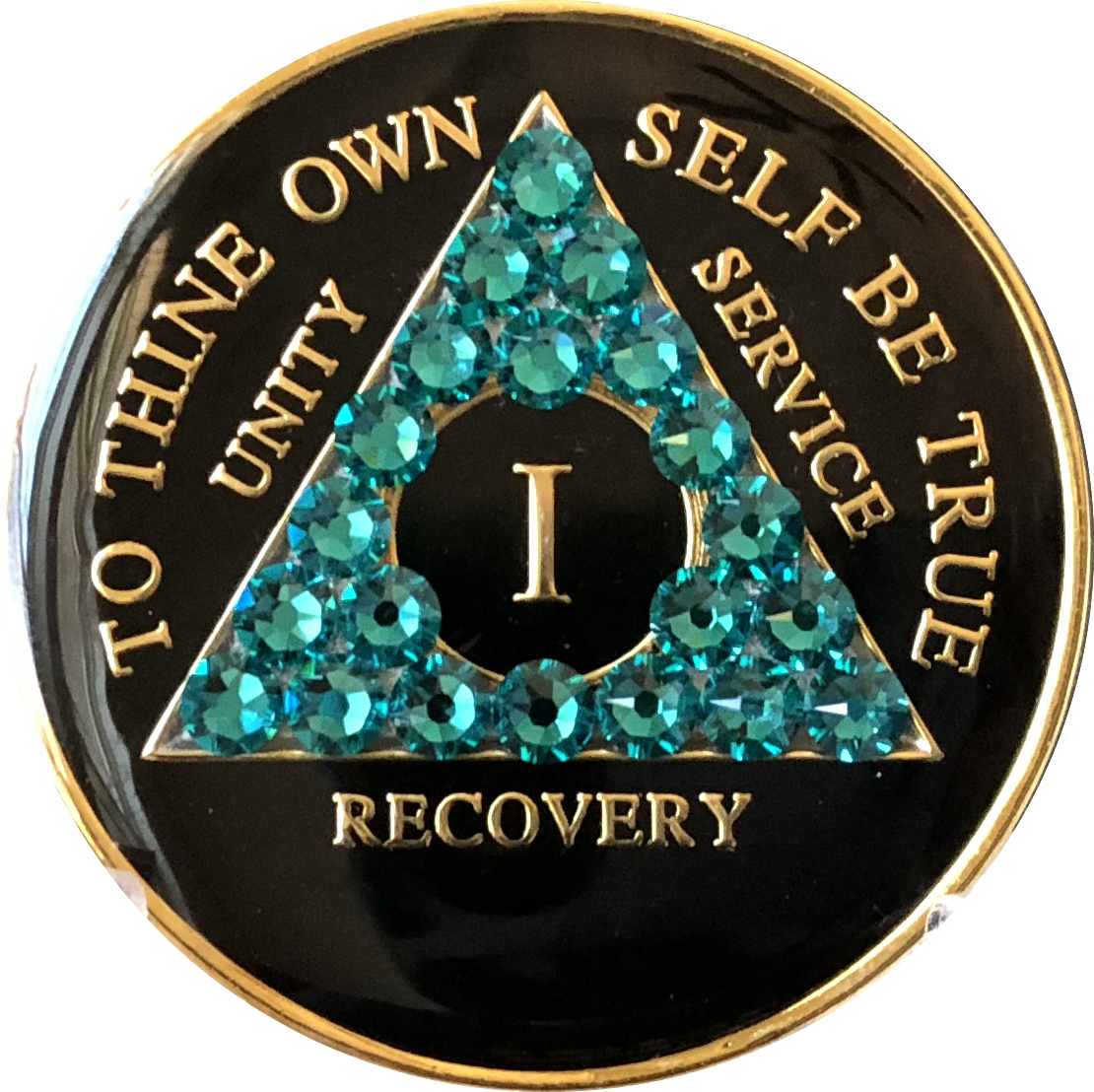 1 - 50 Year AA Medallion Blue Swarovski Crystal Black Tri-Plate ...