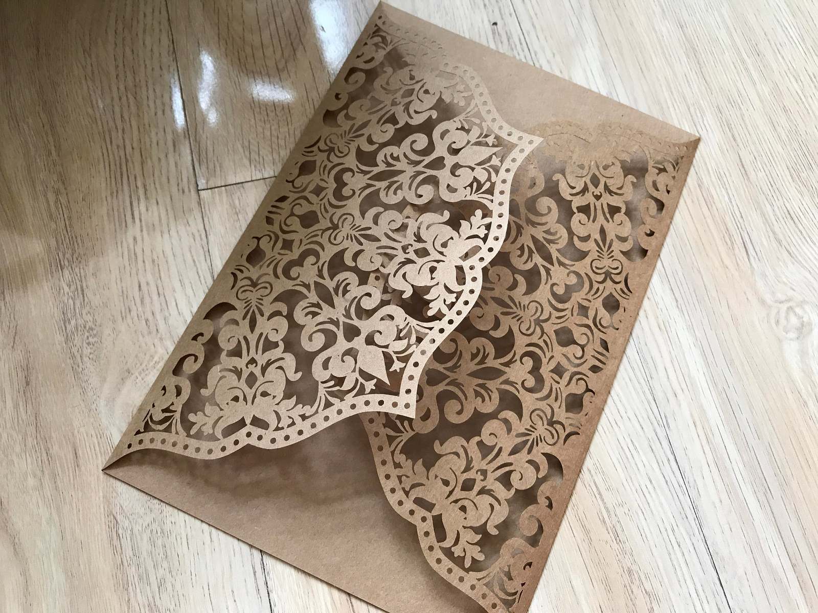 50pcs kraft Paper laser cut wedding Cards,Invitations cards Birthday ...