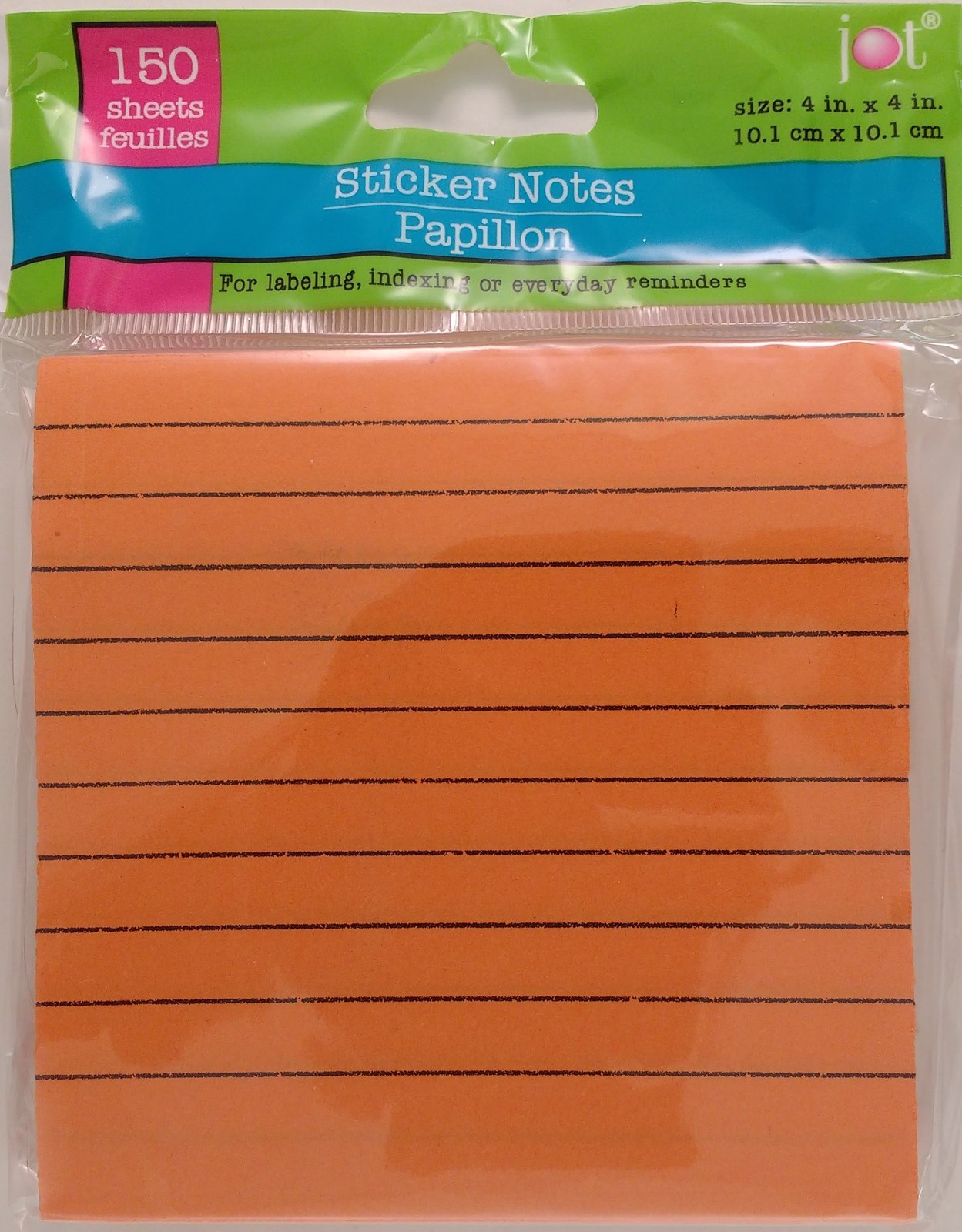 Jot STICKY NOTES RULED 4"x4" 150 Sheets/Pk, SELECT: Neon Orange, Pink ...
