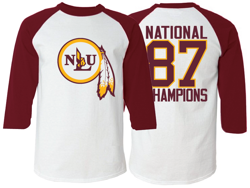 NLU Northeast Louisiana University 1987 National Champions Raglan T ...