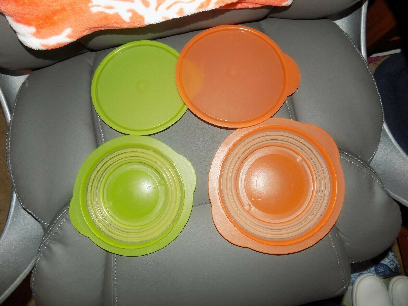 Tupperware Flat Out Collapsible Orange/Green Bowl with Lid 5453A-B ...