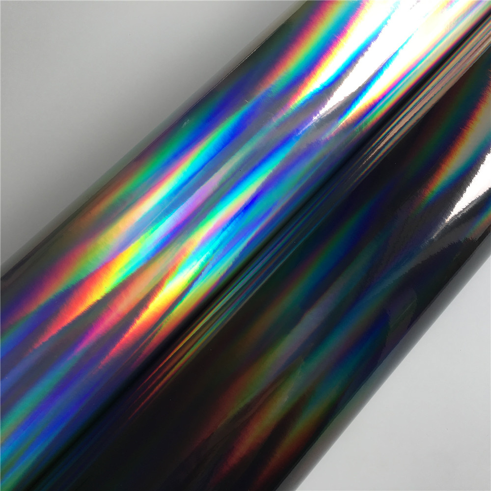 Prem Chrome Silver Black Holographic Vinyl Wrap Decal For Car Wrapping ...