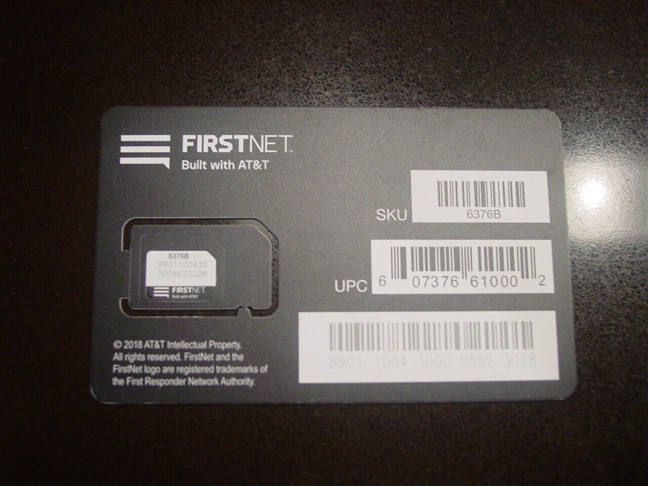 AT&T First Net Triple-Cut SIM Card for AT&T FIRSTNET Wireless First ...