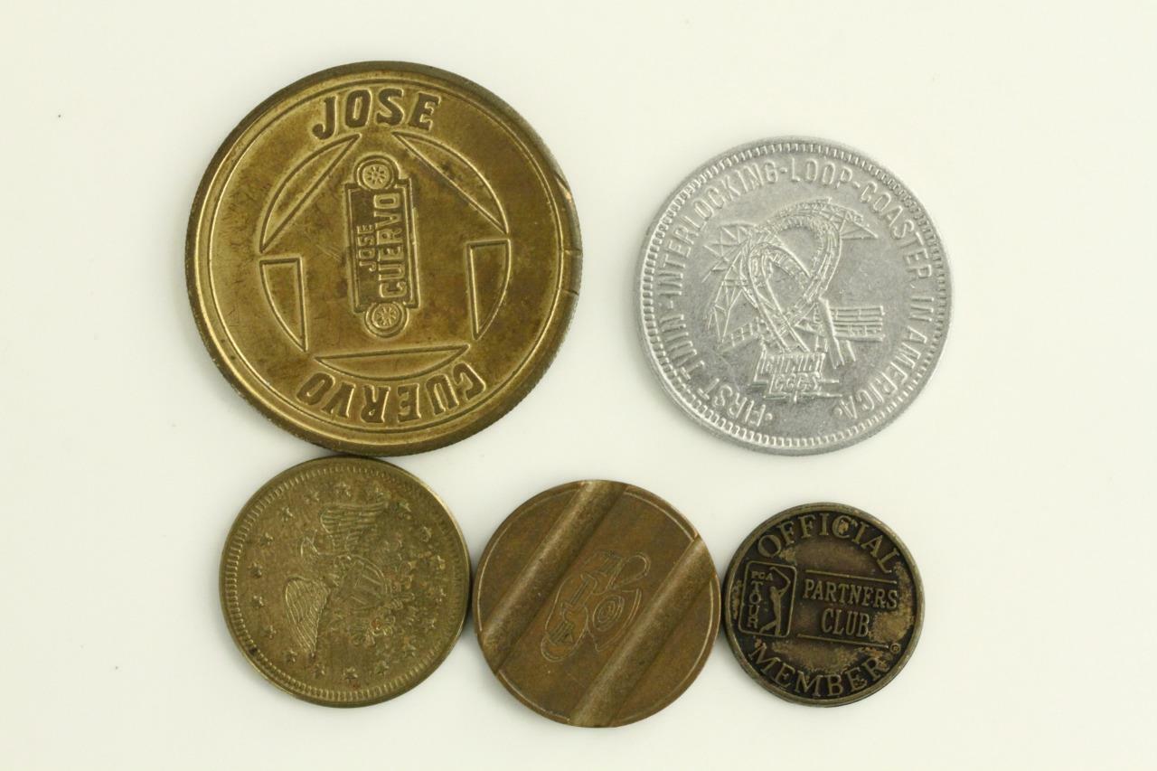 Vintage Lot Mixed Metal Tokens Advertising Roller Coaster Jose Cuervo ...