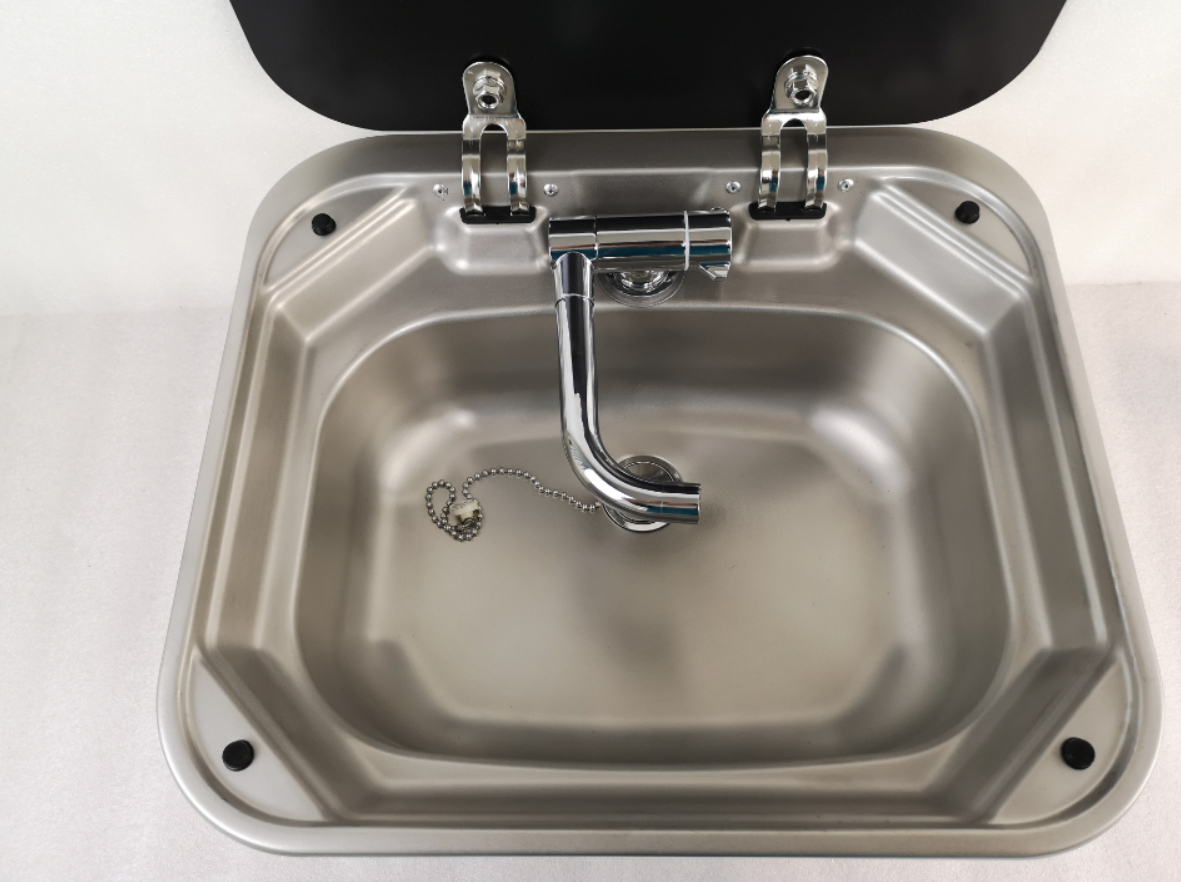 Boat RV Caravan Hand Wash Basin Sink Tempered Glass Lid 420*370*145mm ...