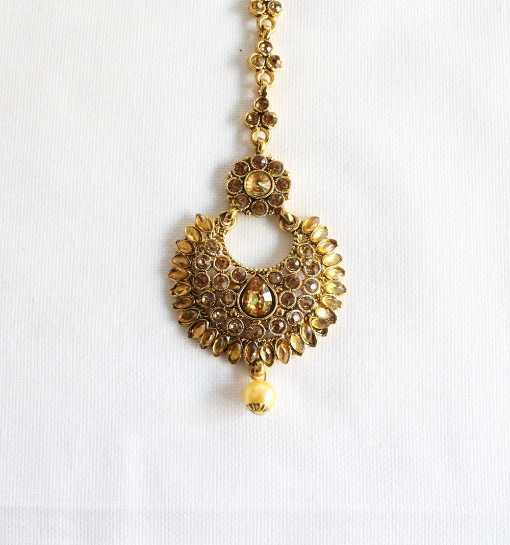 Indian Gold Tikka Bollywood Tikka Indian Maang Tikka Bridal Headpiece