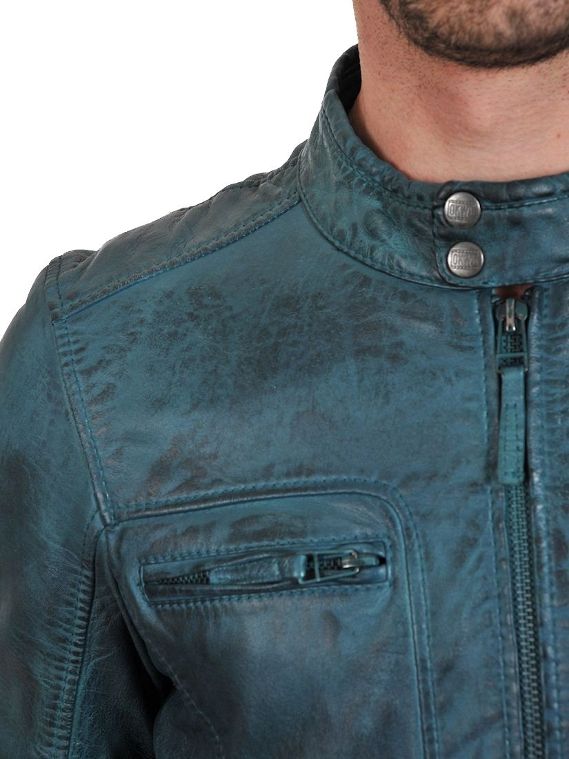 Men’s Biker Vintage Cafe Racer Teal Waxed Leather Fashion Jacket - BNWT ... Men’s Biker Vintage Cafe Racer Teal Waxed Leather Fashion Jacket - BNWT ...