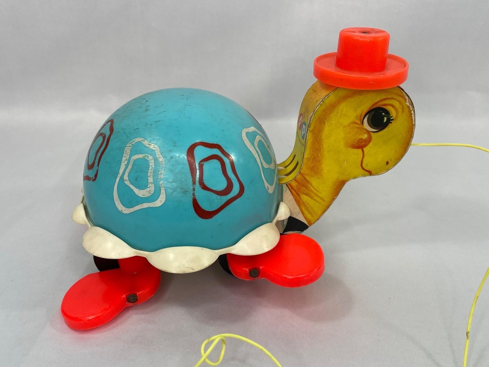 Vintage Fisher Price Turtle Pull Toy 1962 Complete Works - Pull Toys