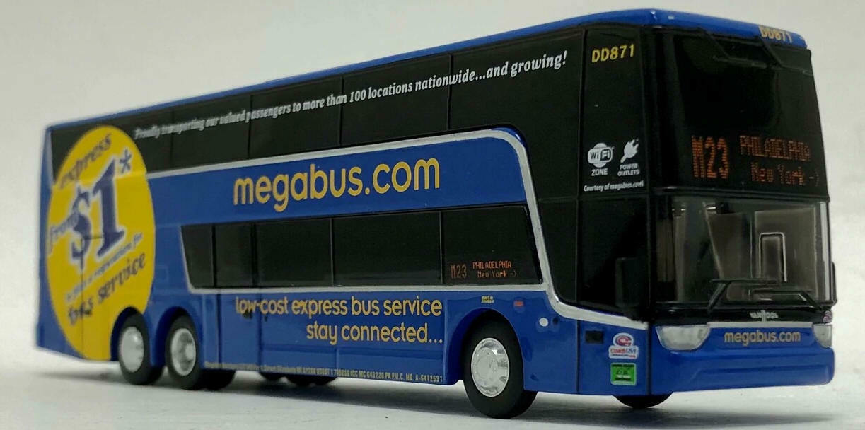 Vanhool TDX Double Decker Diecast Bus Megabus 1/87 Scale Iconic ...