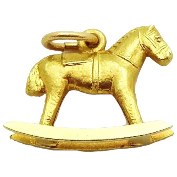 Vintage 14K Gold 3D Sloan & Co. Child's Rocking Horse Pony Charm 1930s ...