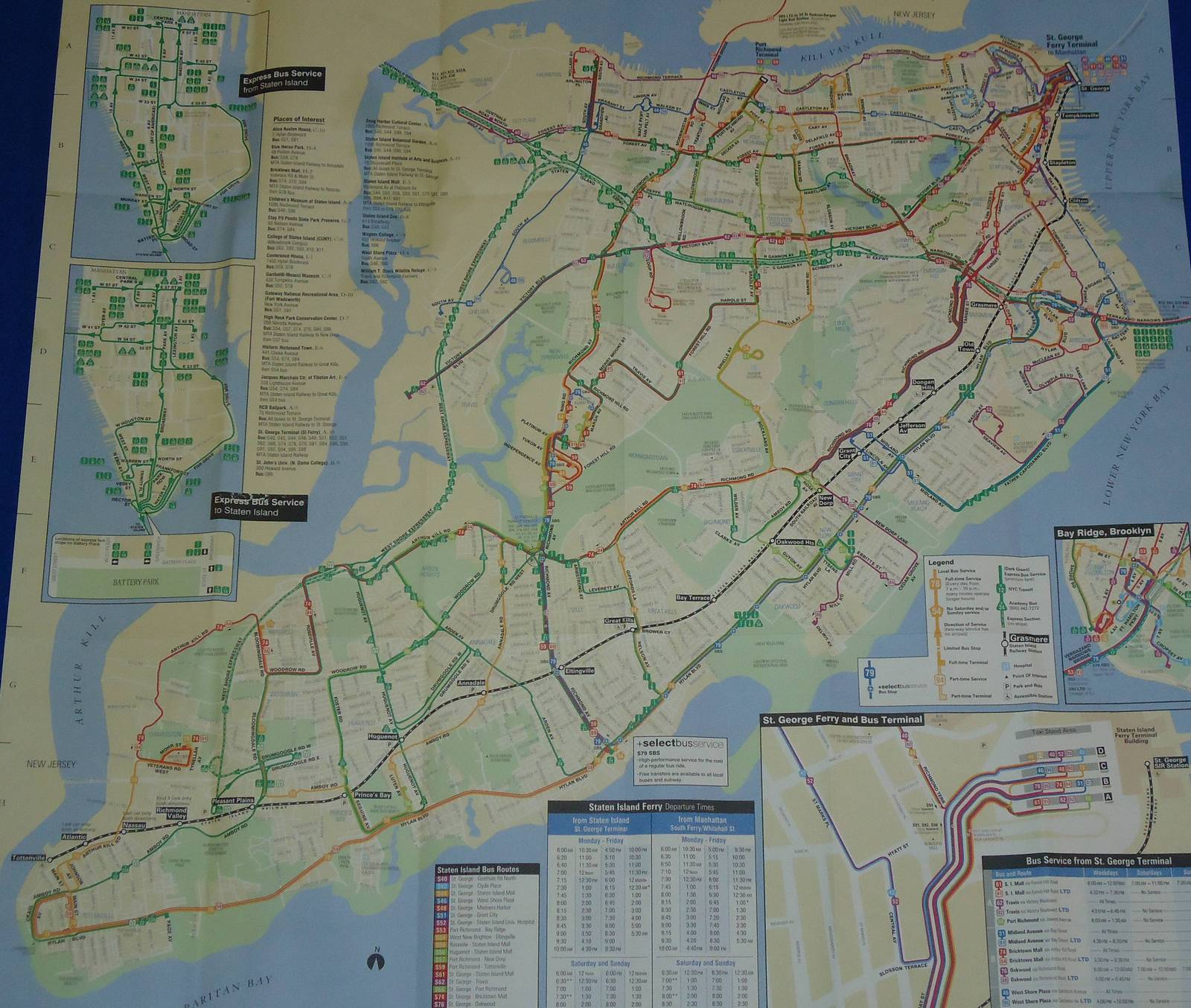 BRAND NEW STATEN ISLAND BUS FERRY RAILWAY MAP BROCHURE NEW YORK GREAT ...