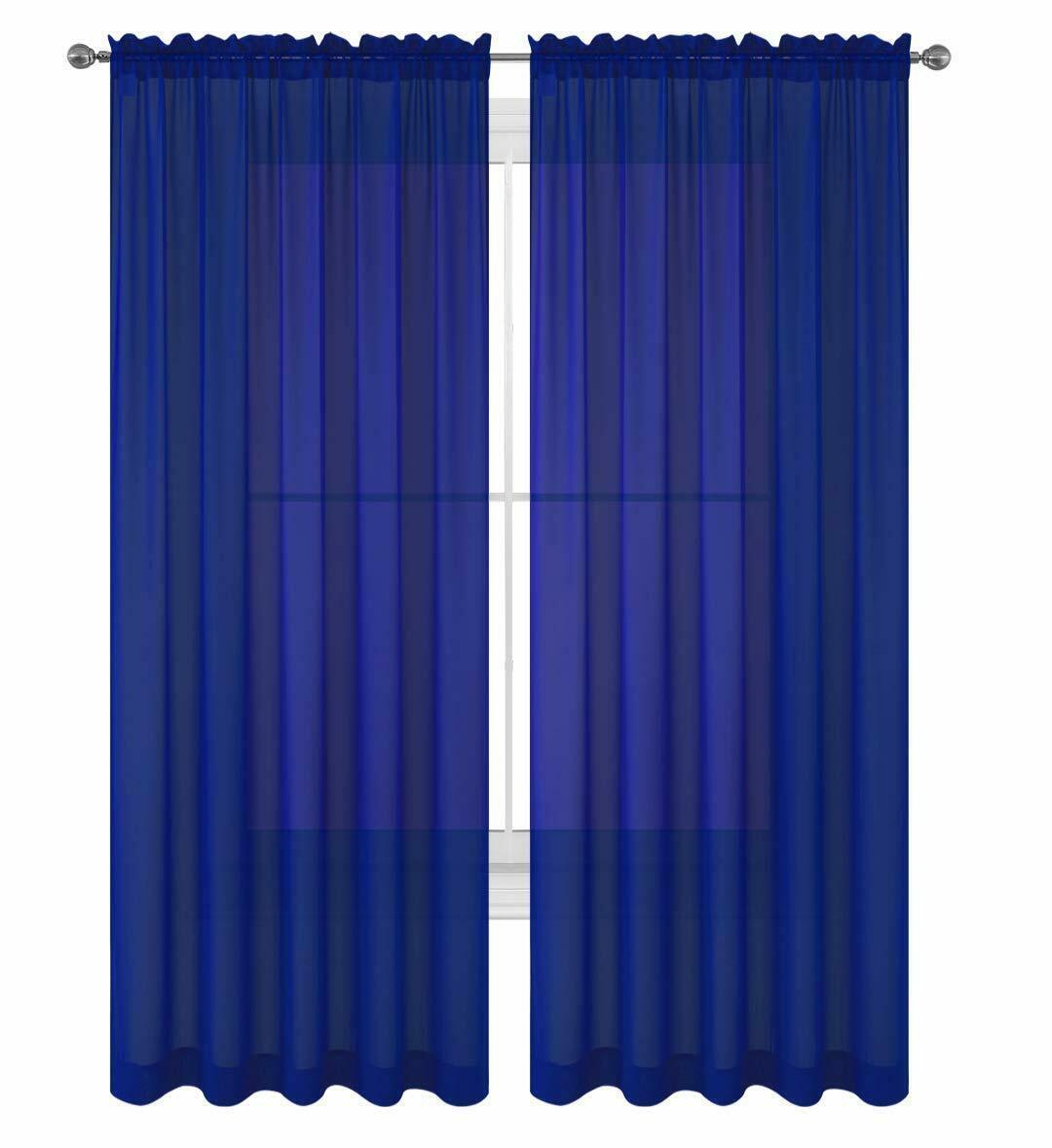 Sheer Dark Blue Curtains Colorful Beautiful 57 x 84 Set of Curtain ...