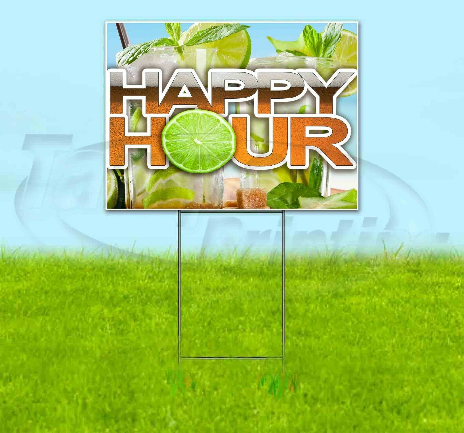 HAPPY HOUR 18x24 Yard Sign Corrugated Plastic Bandit Lawn Business SALE ...