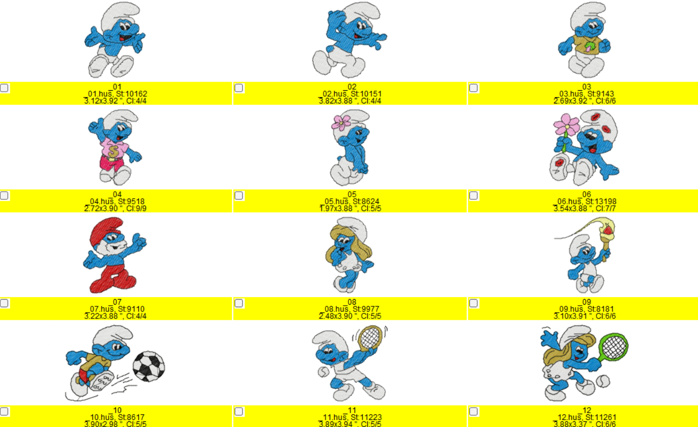 Smurfs 40 Filled Machine Embroidery Designs - Digital Art