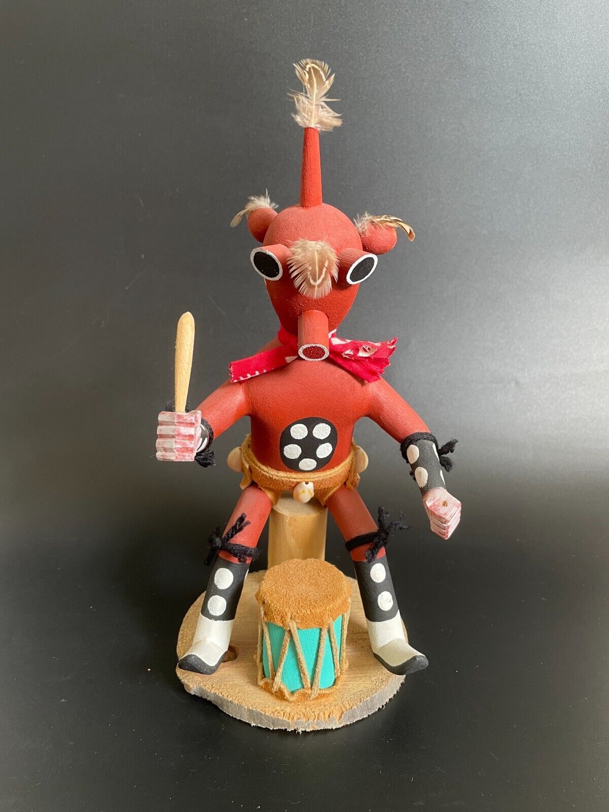 Hopi Carved Mudhead Drummer Koyemsi Kachina by H. Begay - Native ...