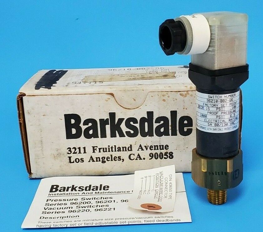 NIB BARKSDALE 96210-BB2-Q6 PRESSURE SWITCH 5A 80/130VAC 96210BB2Q6 ...