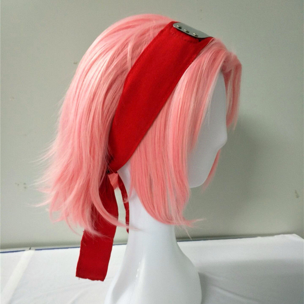 NARUTO Sasuke Haruno Sakura Pink Cosplay Wig Medium Straight Hair Bangs ...