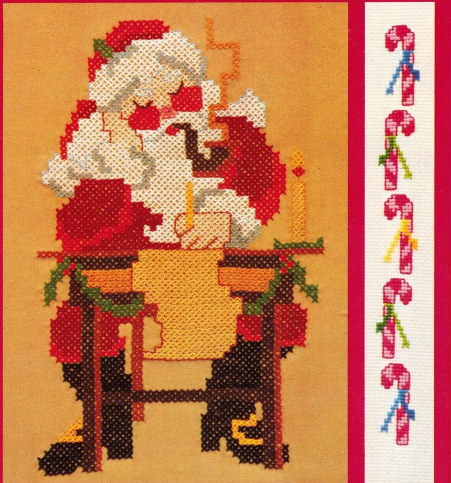 1981 Cross Stitch Iron-On Christmas Transfers Santa Skater Stocking ...