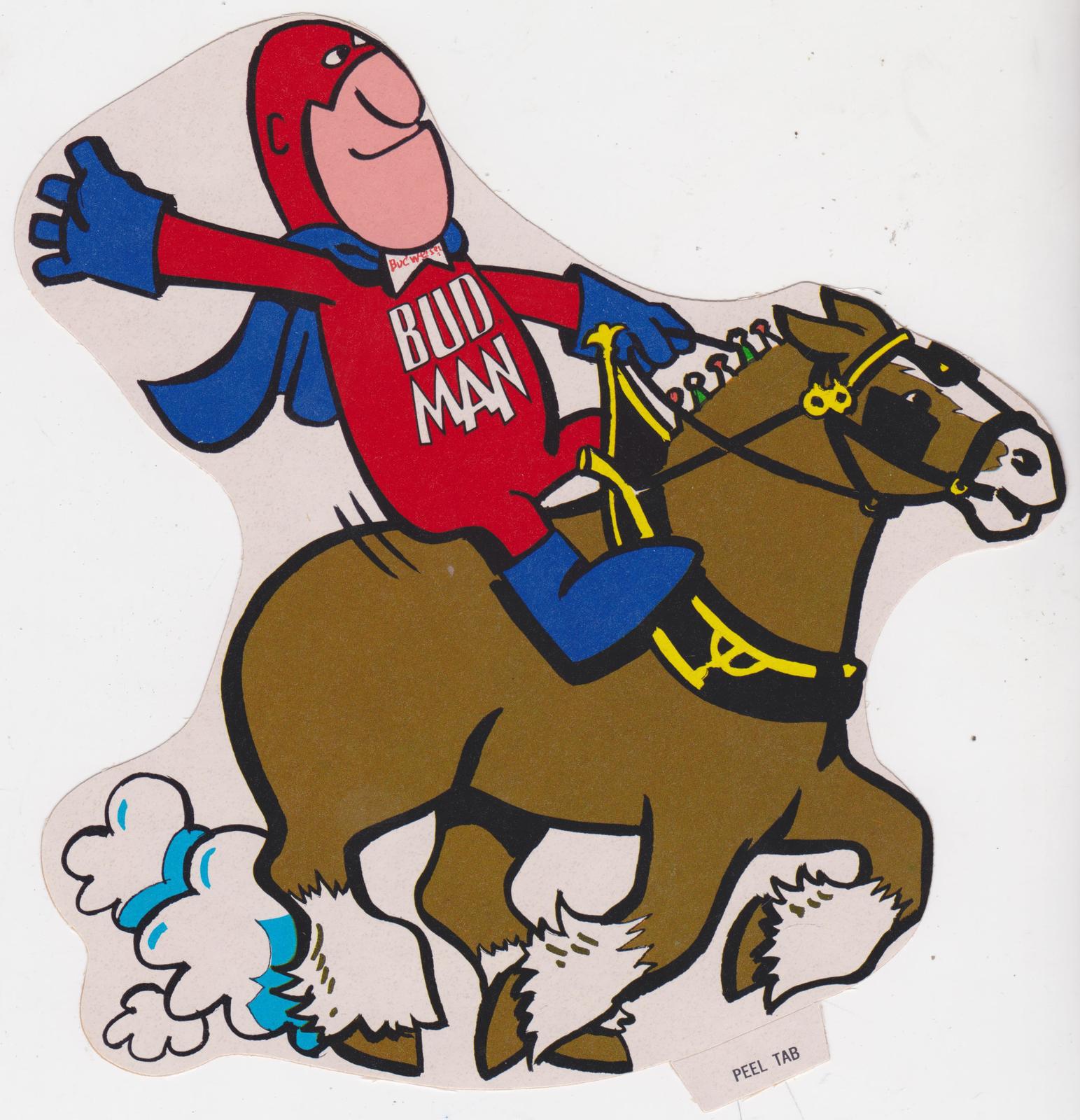 5 BUDWEISER BUDMAN BUD STICKER BEER BUD MAN DECAL 1970s CLASSIC - Labels