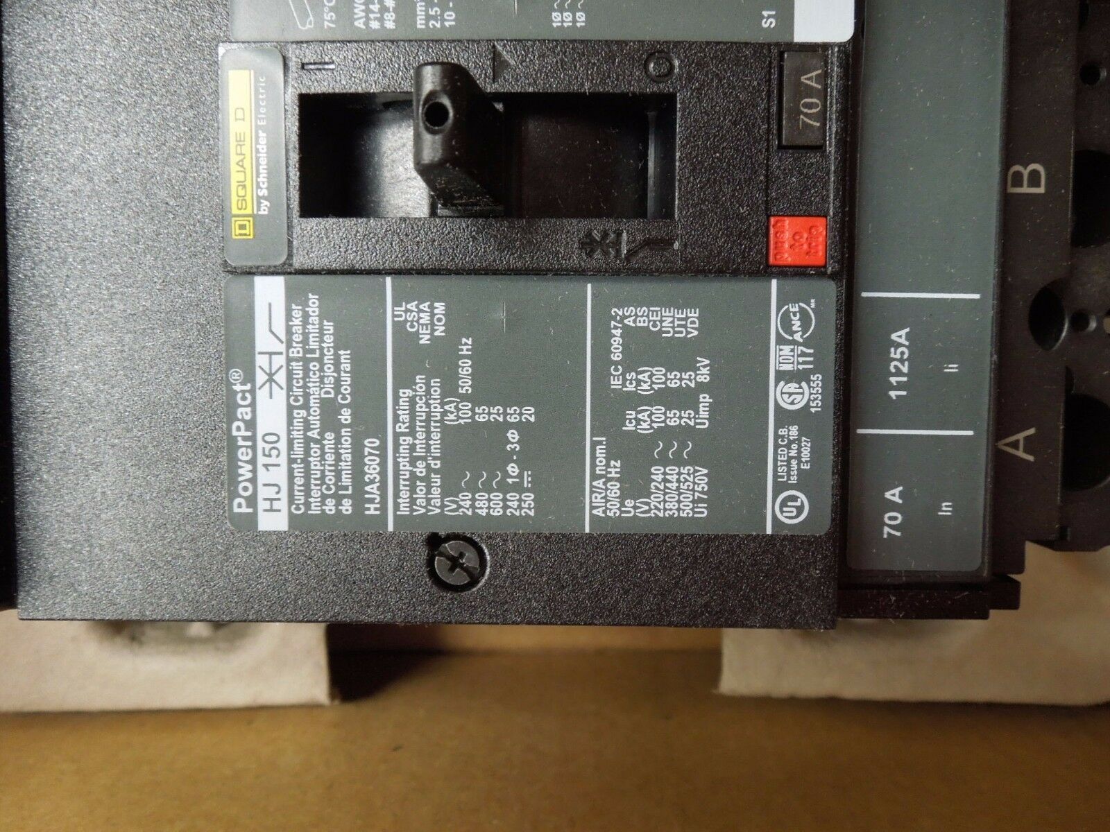 Square D I-line PowerPact Circuit Breaker HJA36070 70A 3P 600V New ...