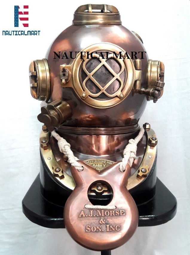 18 inch US Navy Mark V Deep Sea Scuba Antique Divers Diving Helmet ...