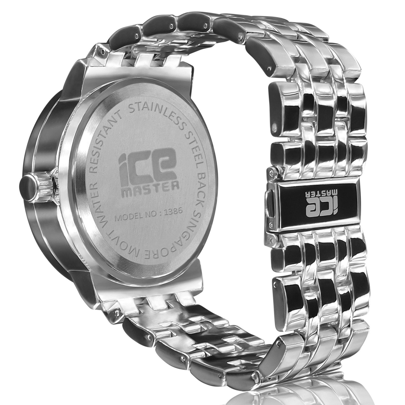 Black Pave Dial Side Bar Classic Bling Metal Watch - Watches