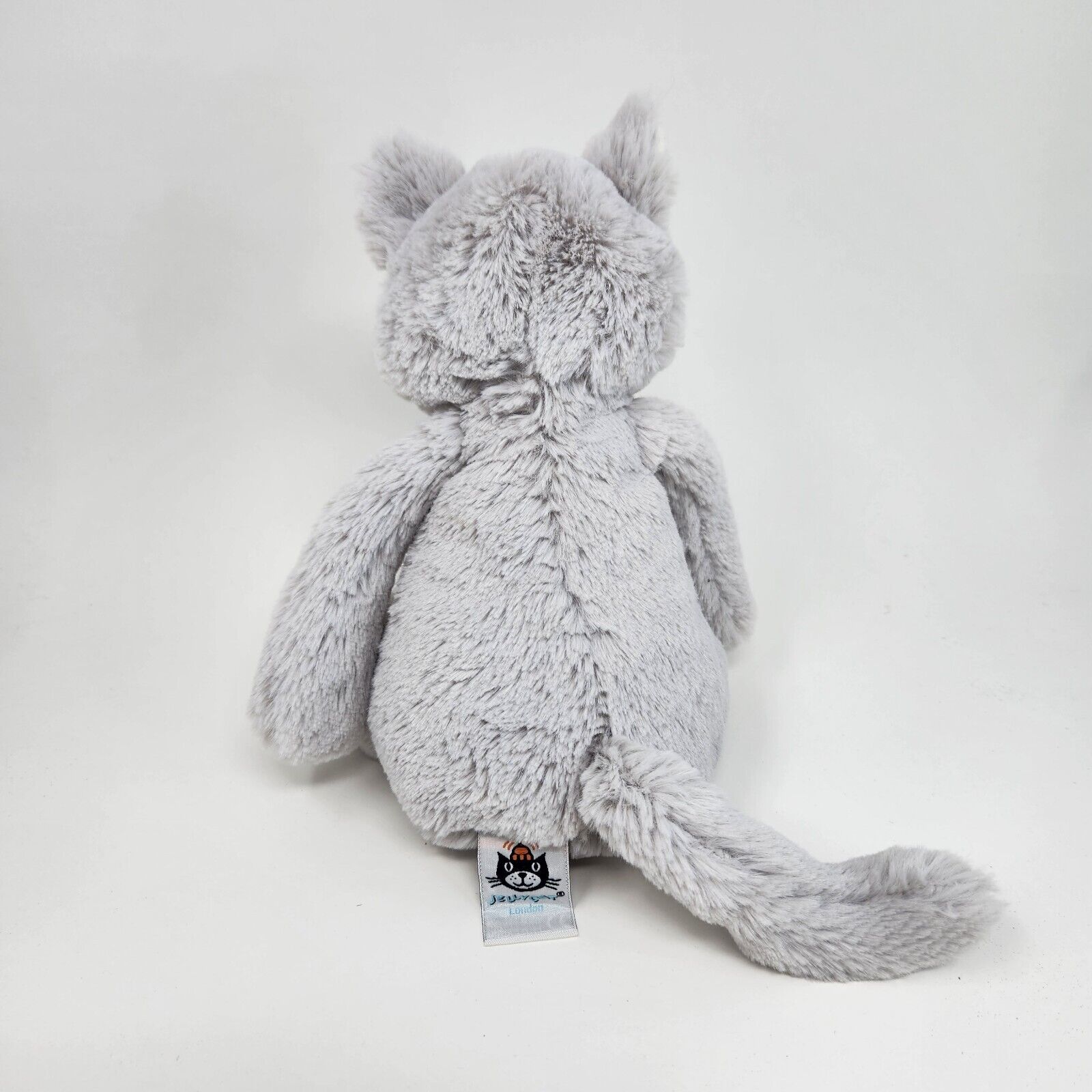 12" JELLYCAT BASHFUL SOFT GREY + WHITE KITTY CAT STUFFED ANIMAL PLUSH ...