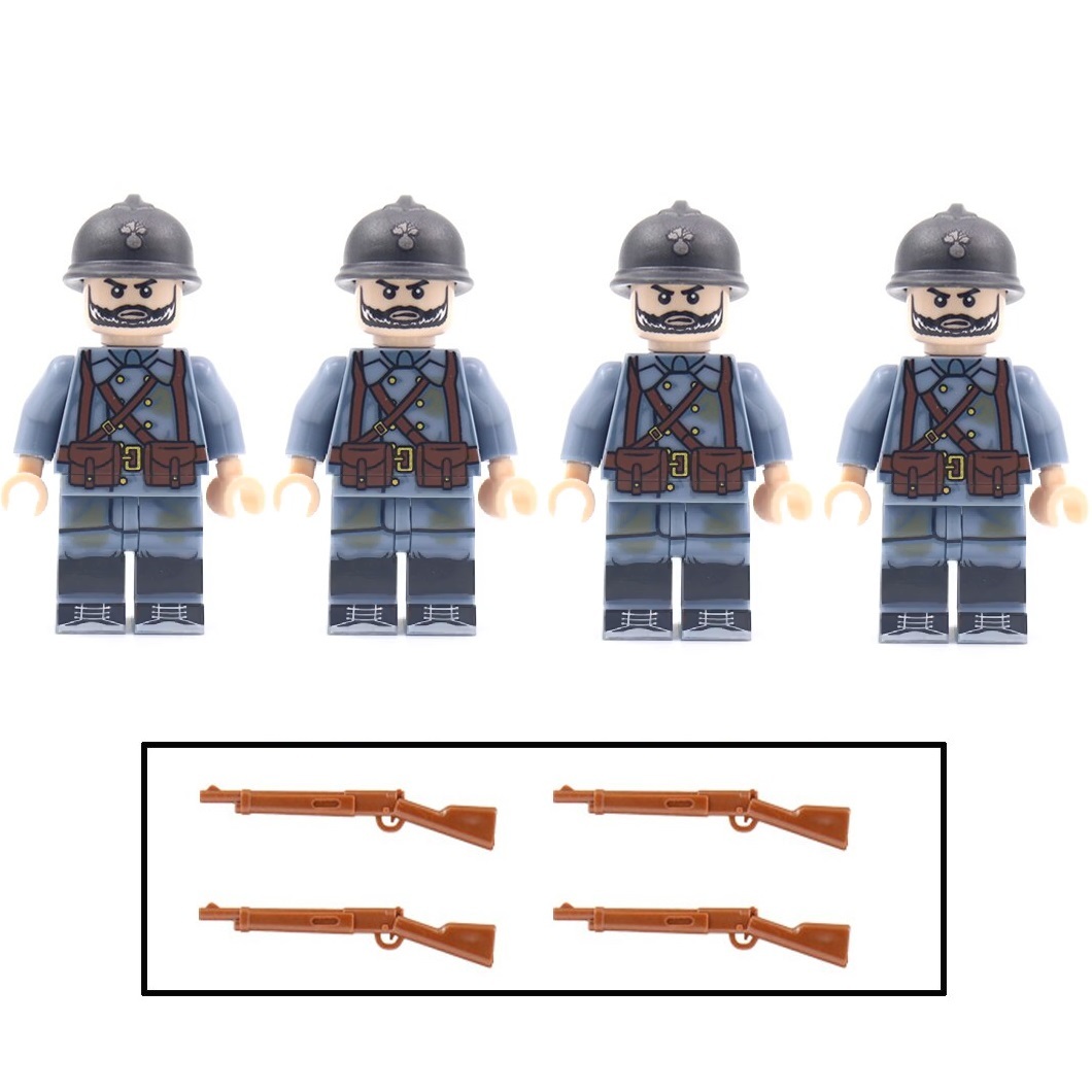 4pcs WW1 French Army Soldiers Minifigures Set Weapons and Accessories ...