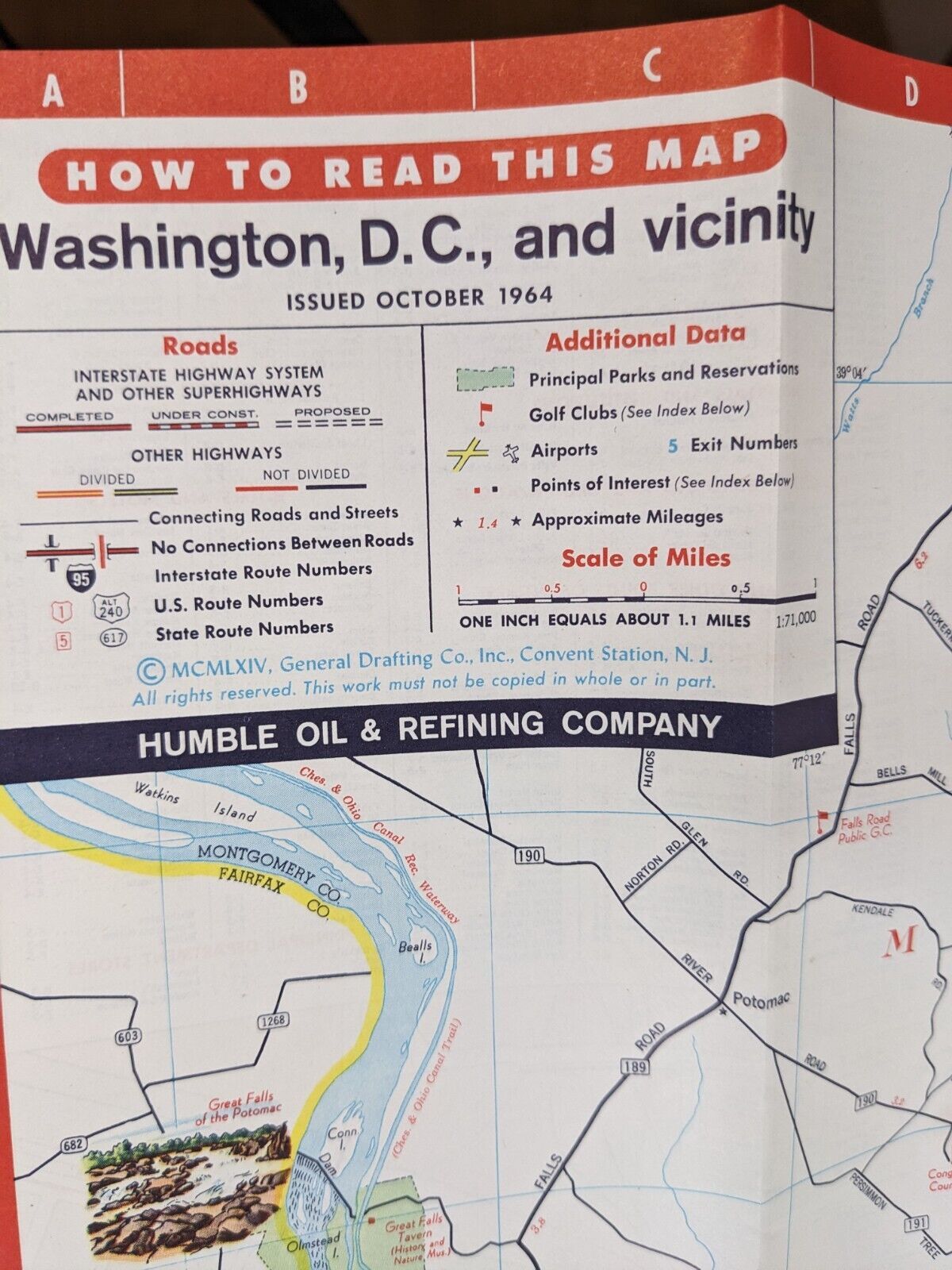 1964 Esso Washinton DC Vintage Road Map & guide Smithsonian Institution ...